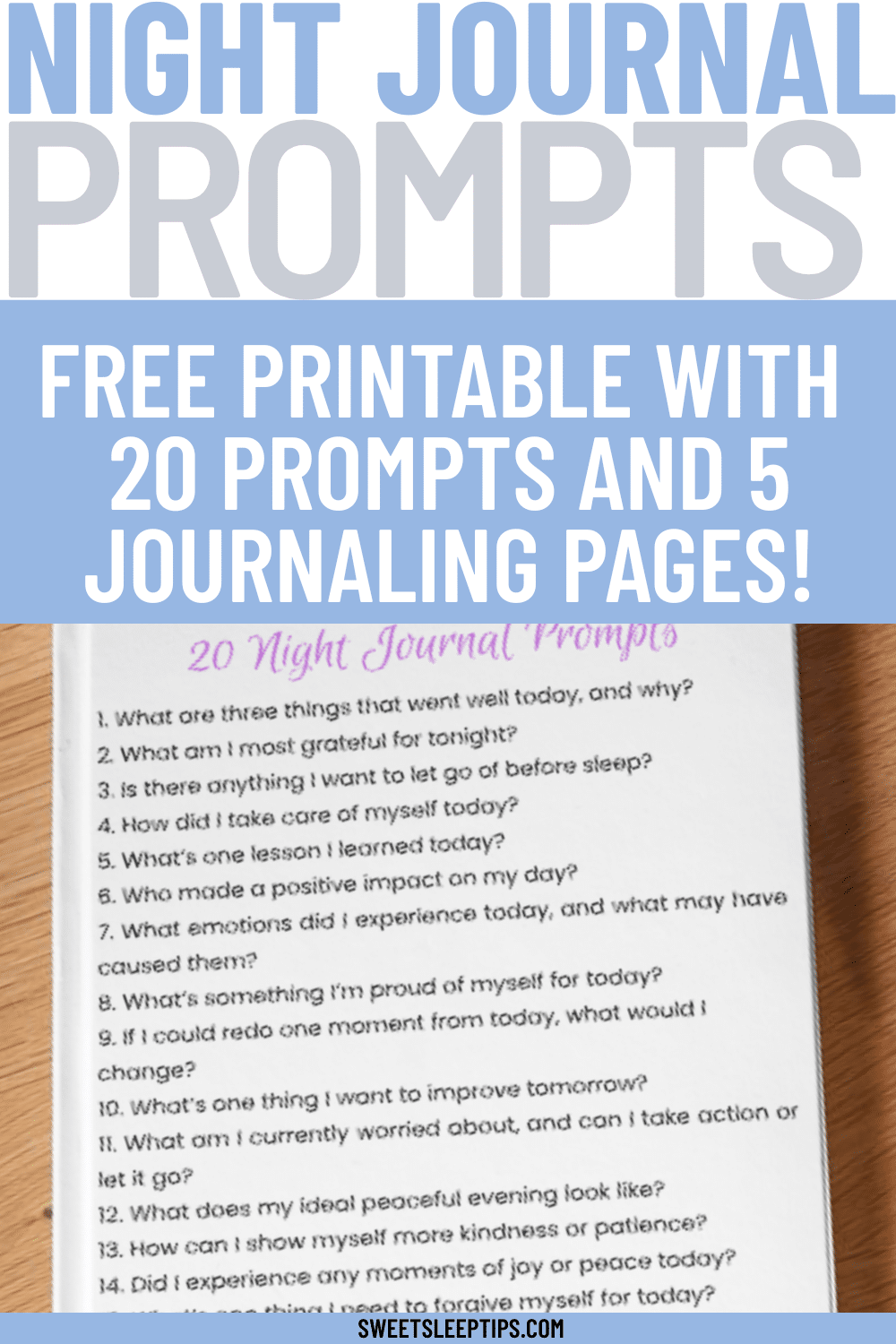 Simple Night Journal Prompts for Peace and Clarity [Free Printable ...